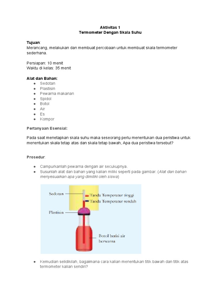 Aktivitas - Termometer Dengan Skala Suhu | PDF | Karier & Perkembangan