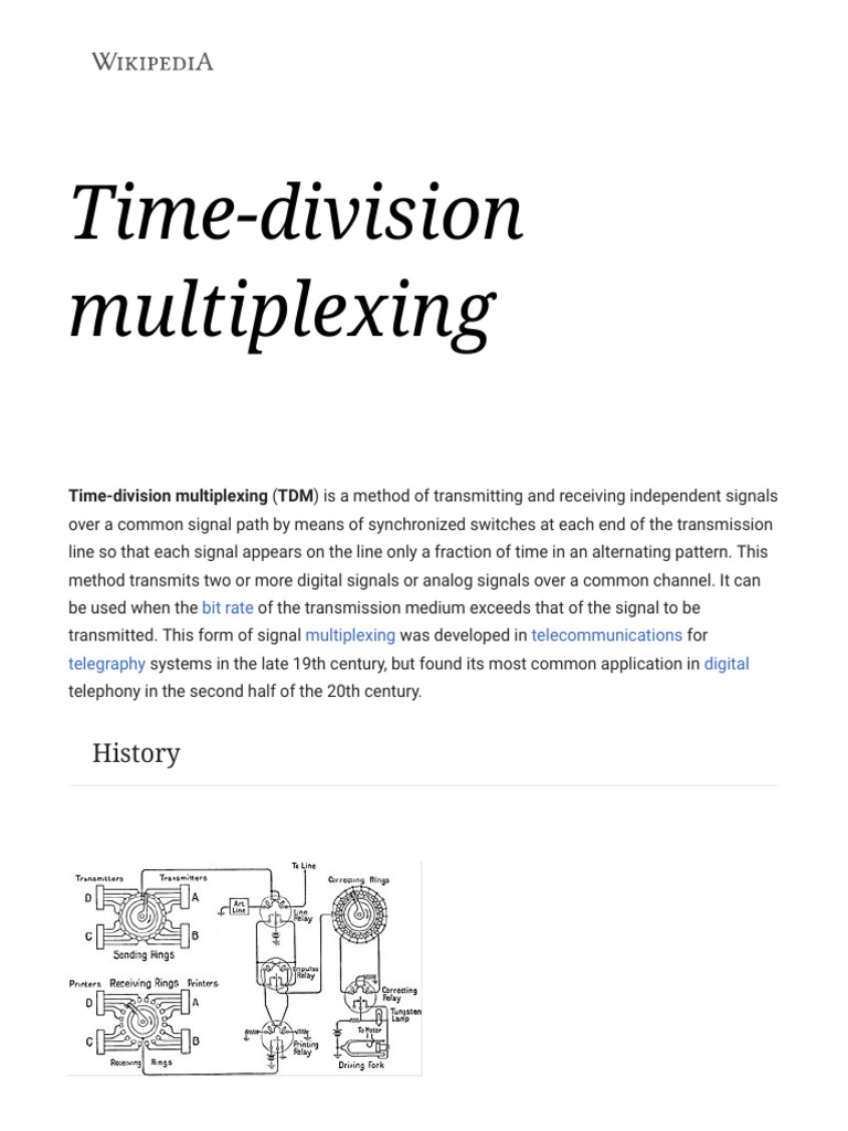 Time-Division Multiplexing - Wikipedia | PDF | Multiplexing | Telecommunications