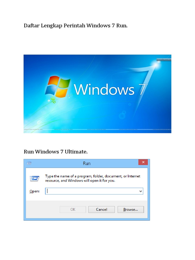 Daftar Lengkap Perintah Windows 7 Run | PDF