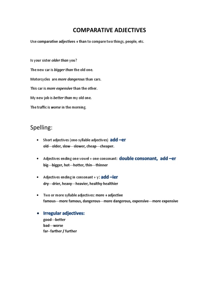 Comparative Adjectives | PDF