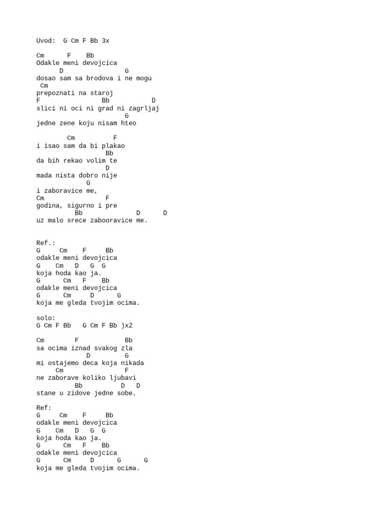 Akordi Za Gitaru - Bend Ulica Od Meseca | PDF