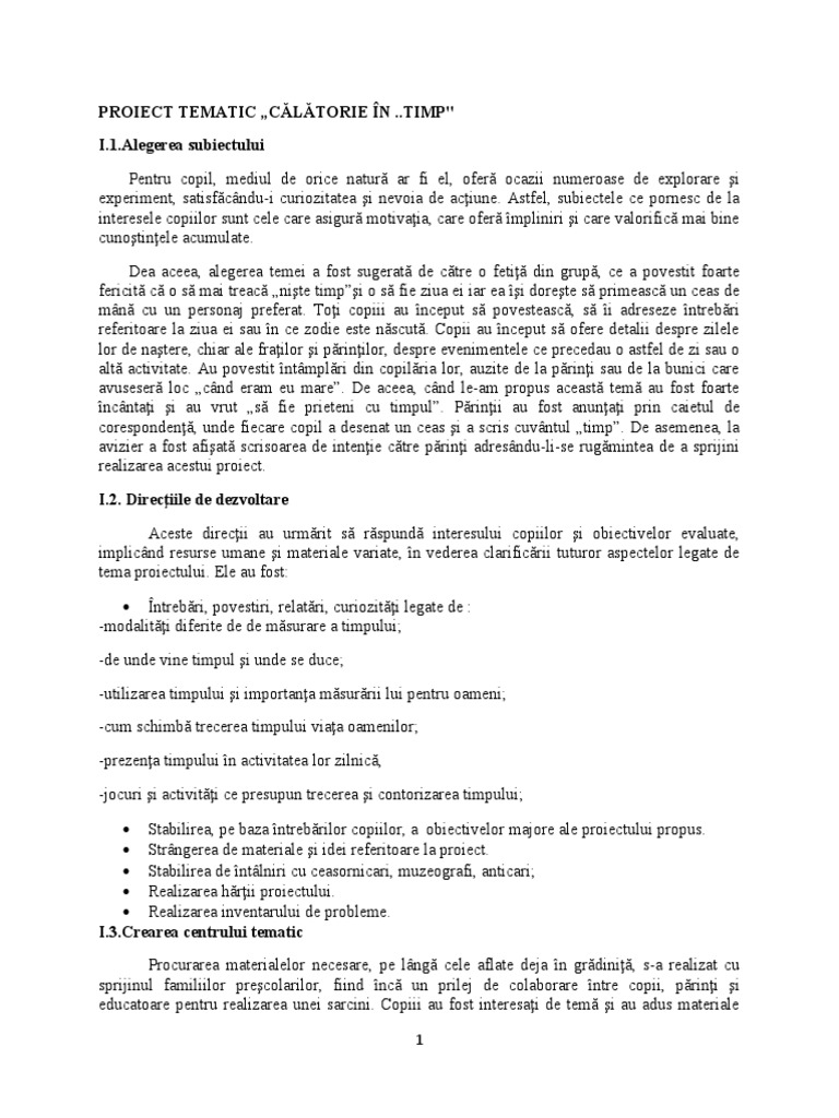 Proiect Tematic Timpul | PDF