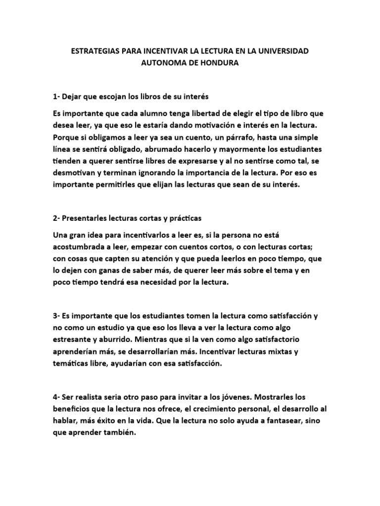 Estrategias para Incentivar La Lectura en La Universidad Autonoma de ...
