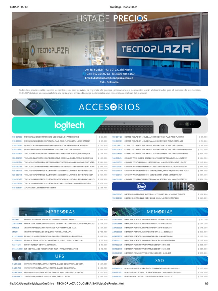 Catálogo Tecno 2022 10 Agosto | PDF | Unidad de estado sólido | Micro dispositivos avanzados