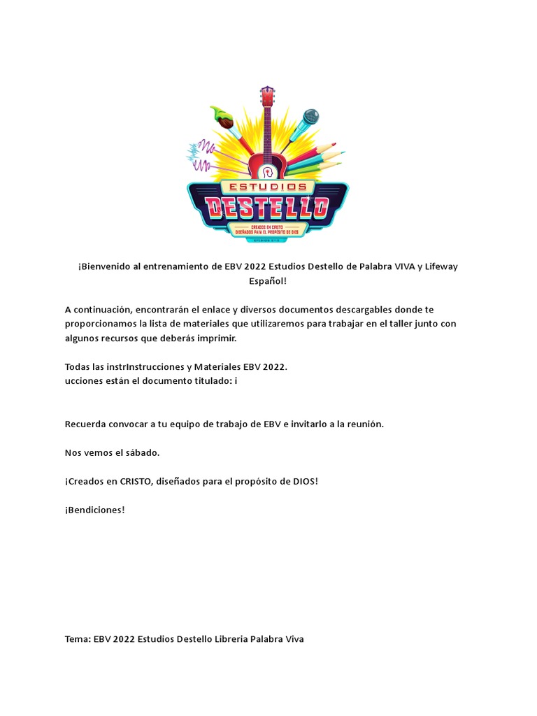 Enlace e Instrucciones de Capacitación EBV 2022 Estudios Destello | PDF ...