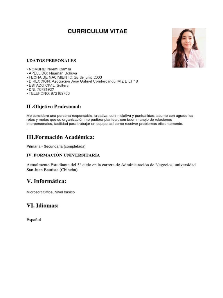 Curriculum VITAE | PDF | Crecimiento personal y profesional | Ciencias ...