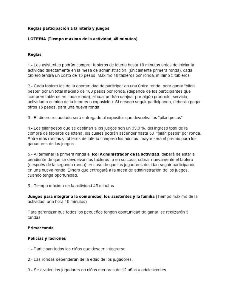 Reglas Participación Juegos | PDF | Deportes y actividades al aire libre