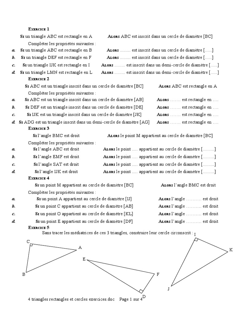 Exercices sur triangles et cercles | PDF | Cercle | Triangle