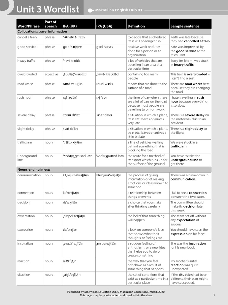 MEH EOI B1 Wordlist U3 | PDF | Feeling | Cognitive Science
