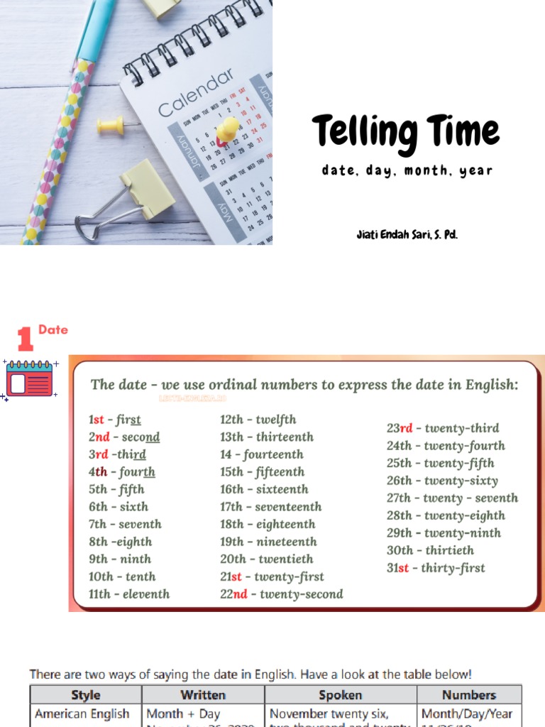 Telling Time: Date, Day, Month, Year | PDF