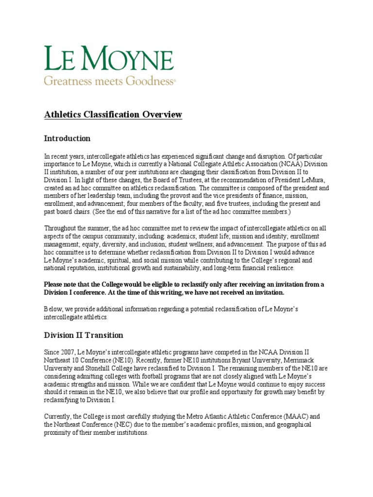 Athletics Classification Overview F | PDF | Ncaa Division I | National ...