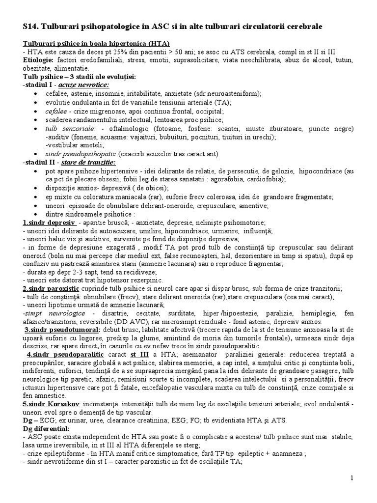 S14. Tulburari Psihopatologice in ASC Si in Alte Tulburari Circulatorii ...
