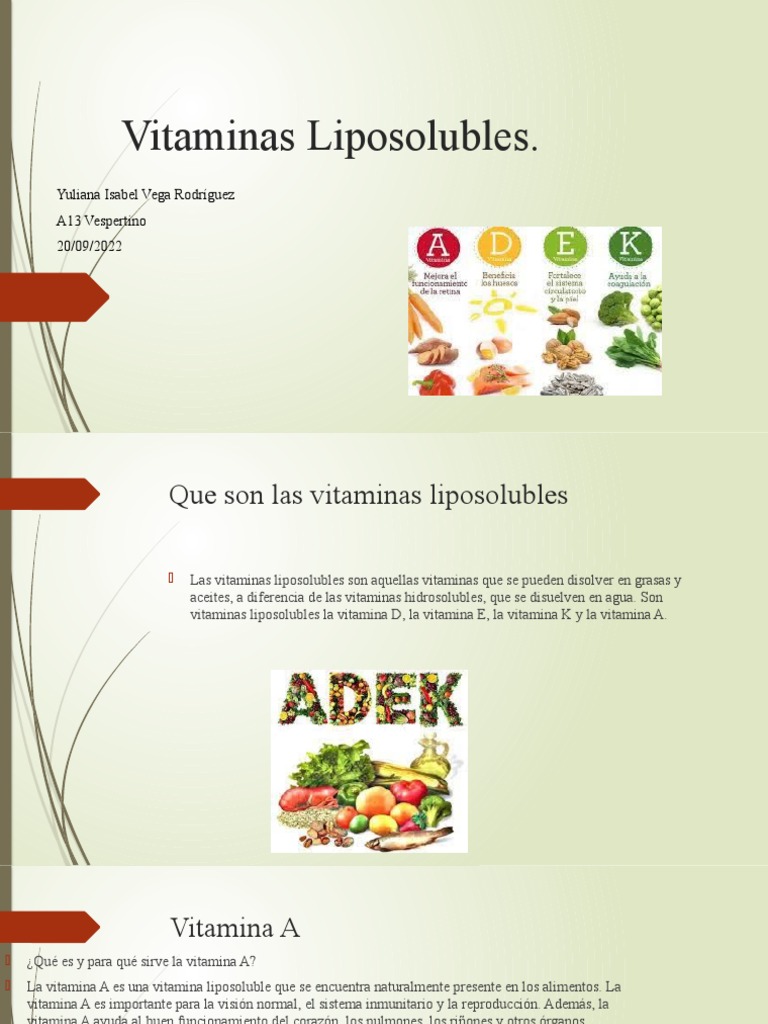 Vitaminas Liposolubles: Beneficios y Fuentes | PDF | Vitamina D ...