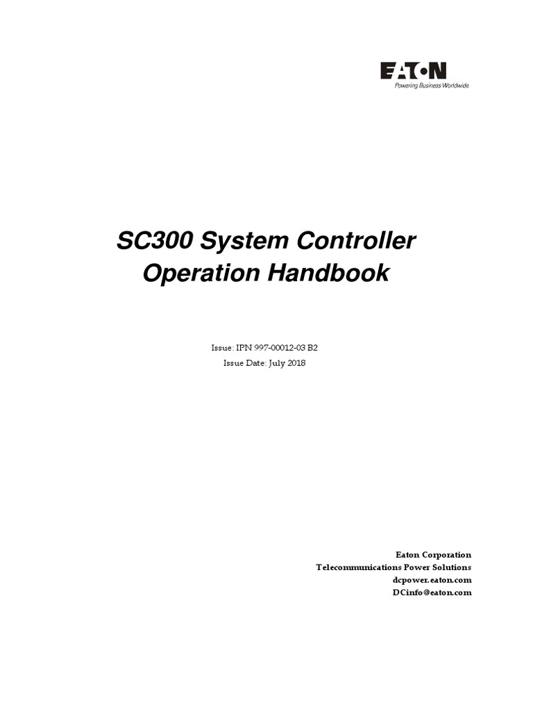 Eaton Sc300 Operation Handbook 166 | PDF | Menu (Computing) | Input/Output
