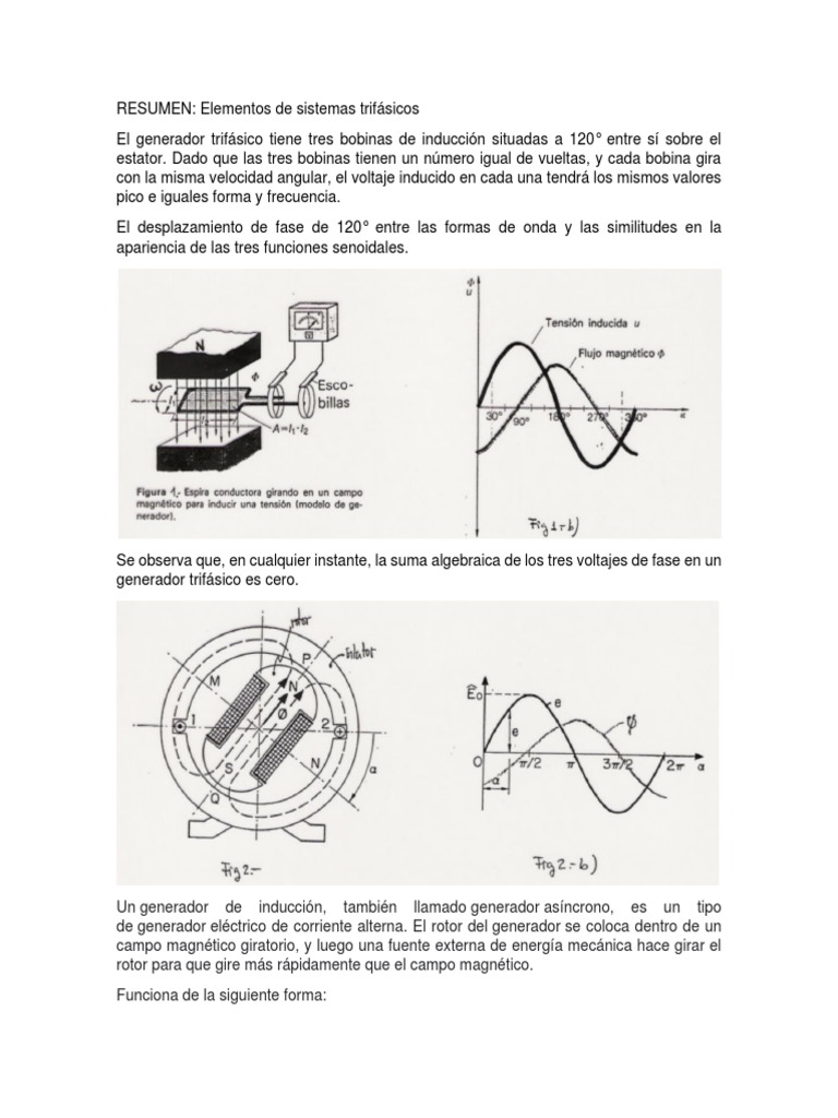 RESUMEN elementos trifásicos | PDF | Generador eléctrico | Corriente eléctrica
