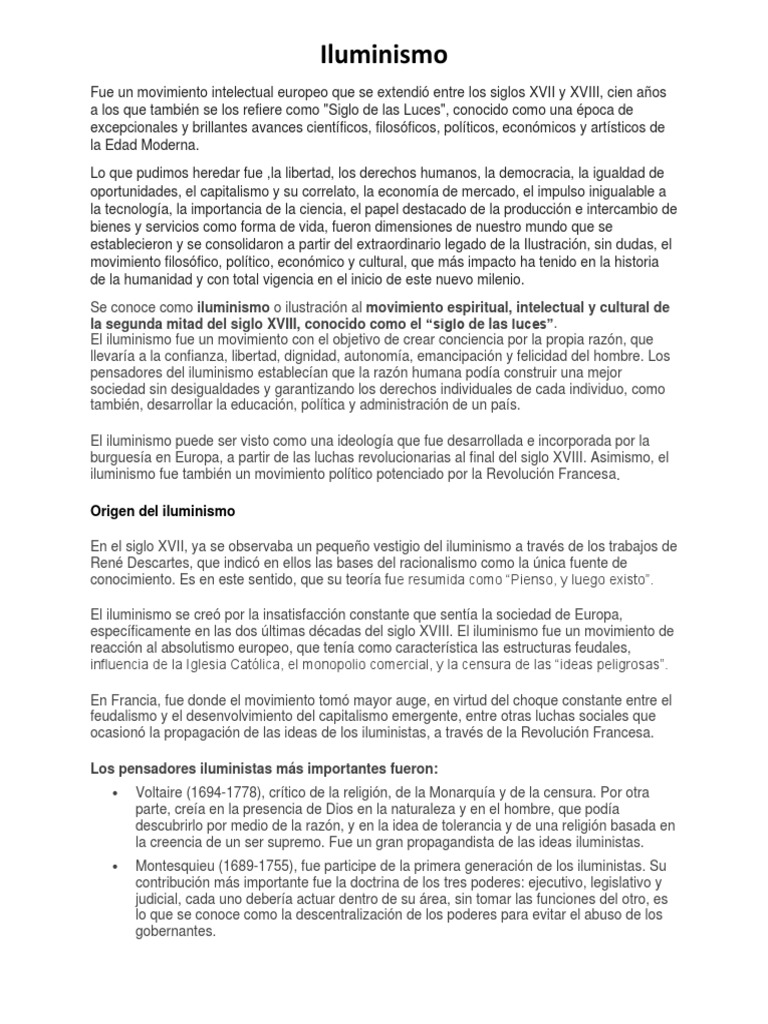 Características del Iluminismo Europeo | PDF | Era de iluminacion ...