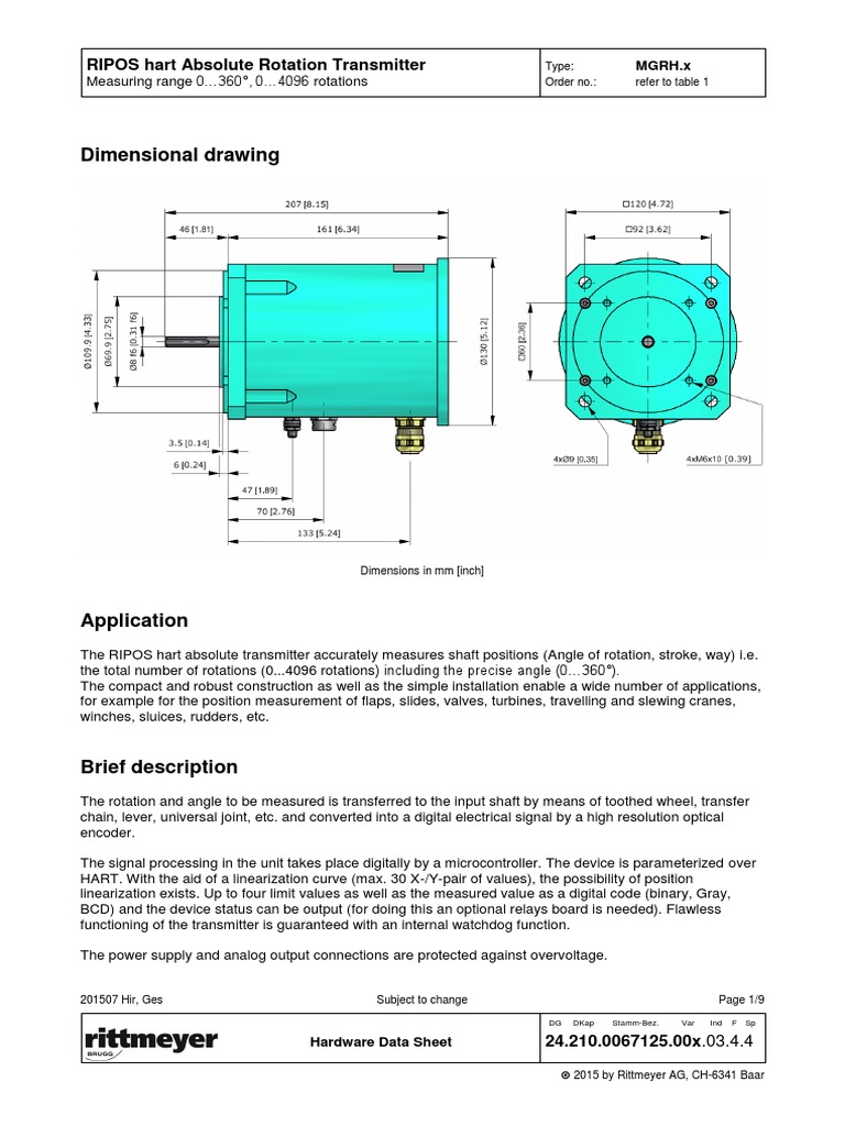 RIPOS Hart Absolute Rotation Transmitter | PDF | Relay | Power Supply