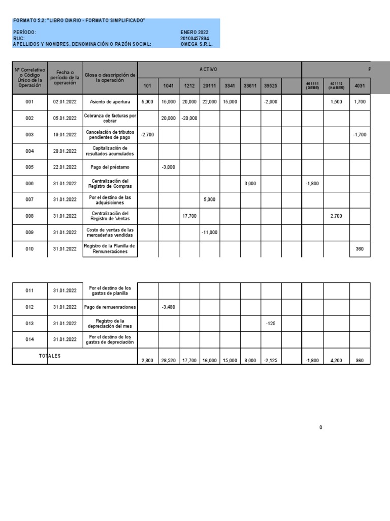 Libro Diario Simplificado 2022 | PDF
