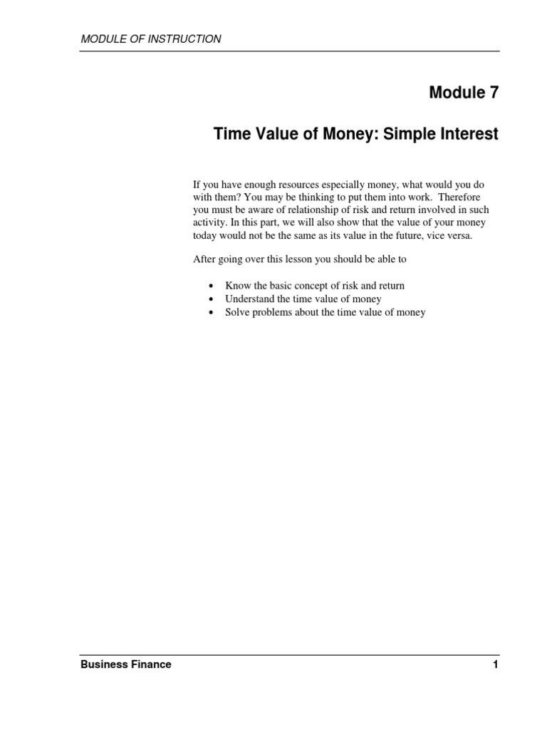 Week 011-Module Basic Long-Term Financial Concepts I | Download Free PDF | Interest | Present Value