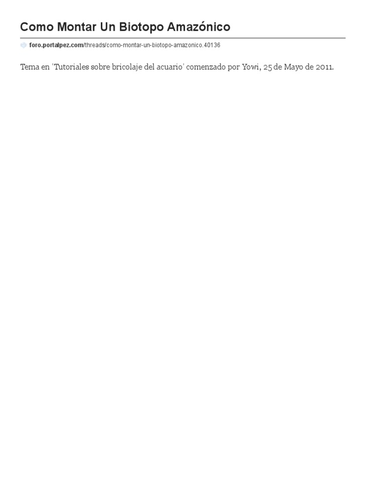 Como Montar Un Biotopo Amazónico - PortalPez | PDF | Acuario | Roble