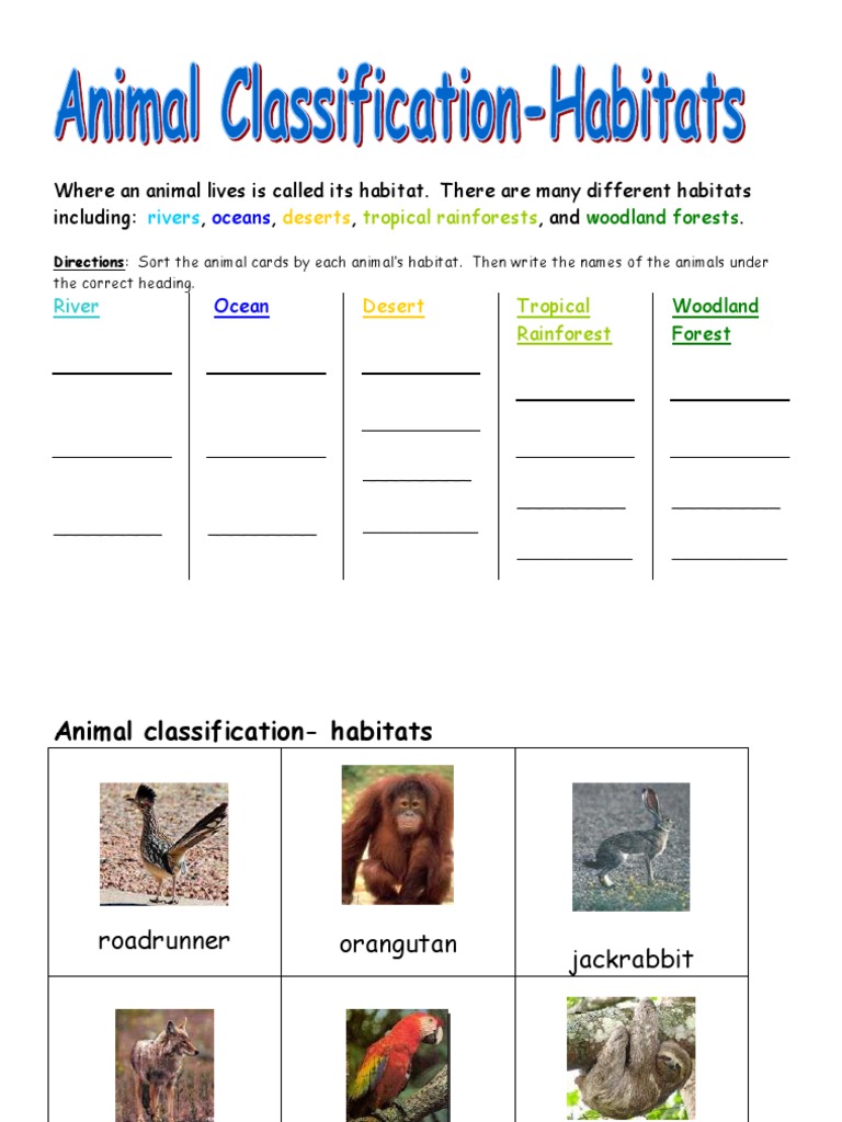 Animal Habitats Sort | PDF | Organisms | Conservation