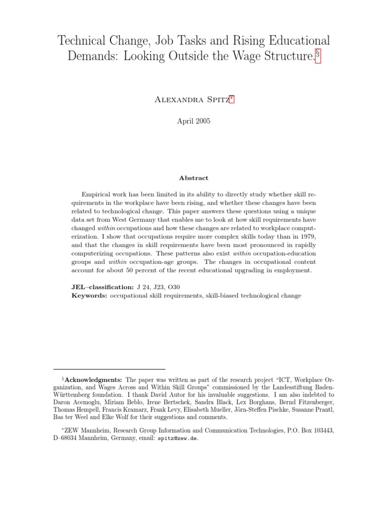 Technical Change, Job Tasks and Rising Educational Demands: Looking ...