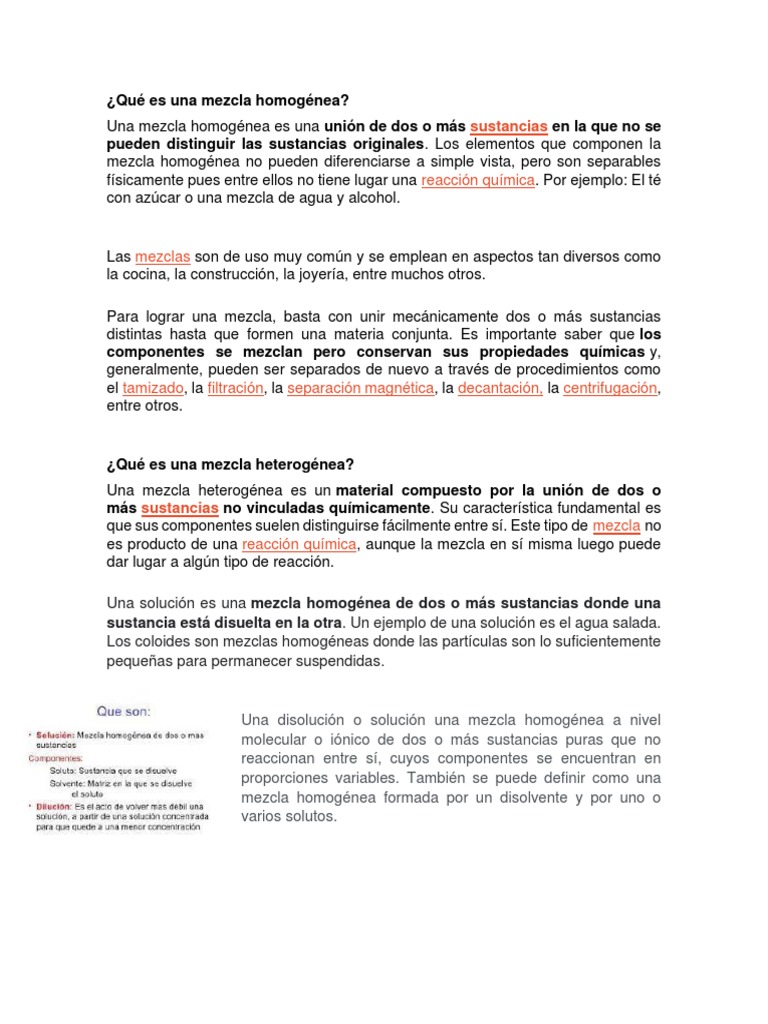 Mezclas: Homogéneas y Heterogéneas | PDF | Mezcla | Sustancias químicas