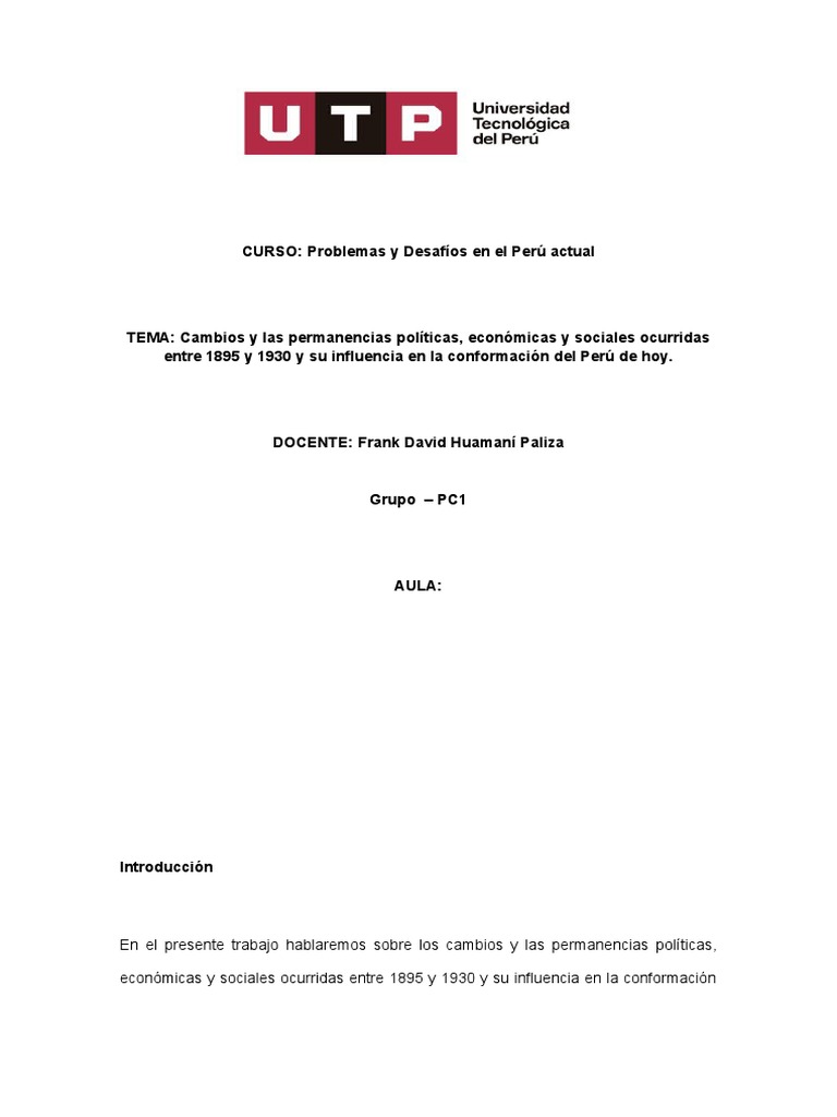 Ensayo PC1 | PDF | Perú