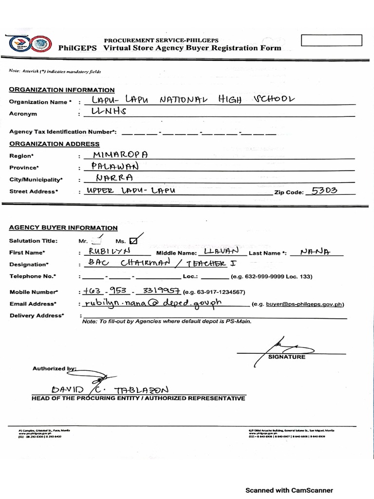 LLNHS Registration Form | PDF
