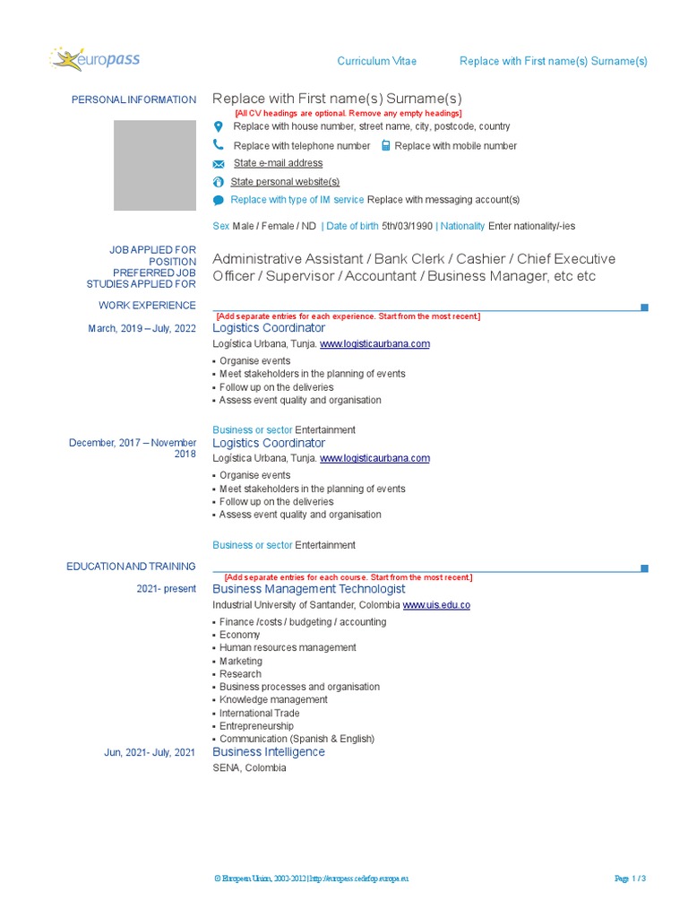 Cabenale - Cabenale - Europass CV Template | PDF | Business | Communication