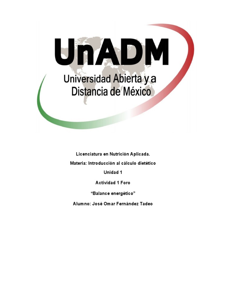 Actividad 1 Foro U 1 | PDF | Dieta | Nutrición