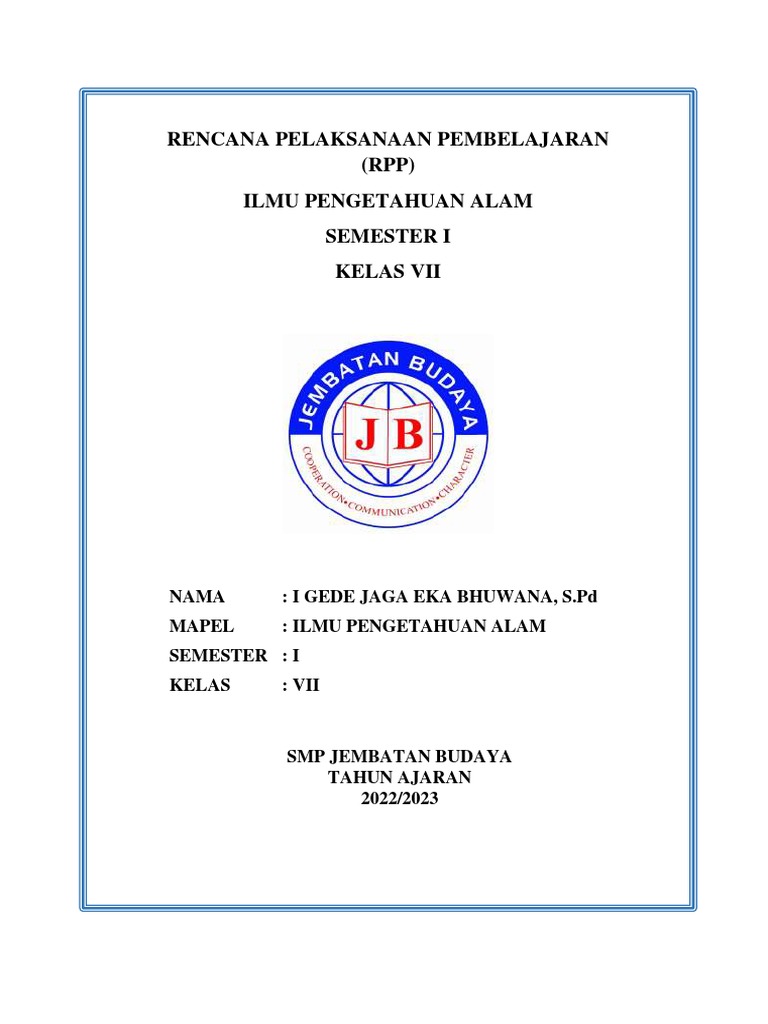 RPP RENCANA AKSI 1 - I Gede Jaga Eka Bhuwana | PDF | Sains & Matematika