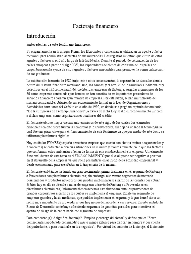 Factoraje Financiero en México | PDF | Bancos | Factoring (Finanzas)