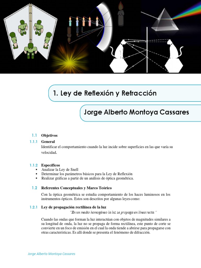 Ley de Reflexión y Refracción de la Luz | PDF | Refracción | Óptica
