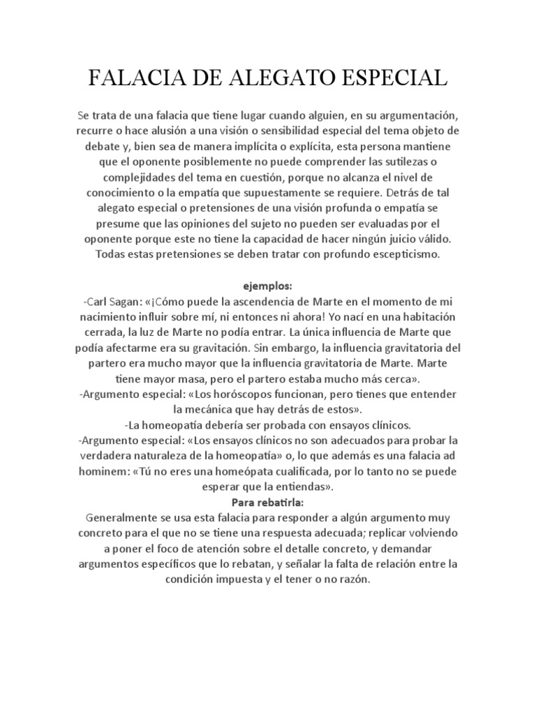 Falacia de Alegato Especial | PDF