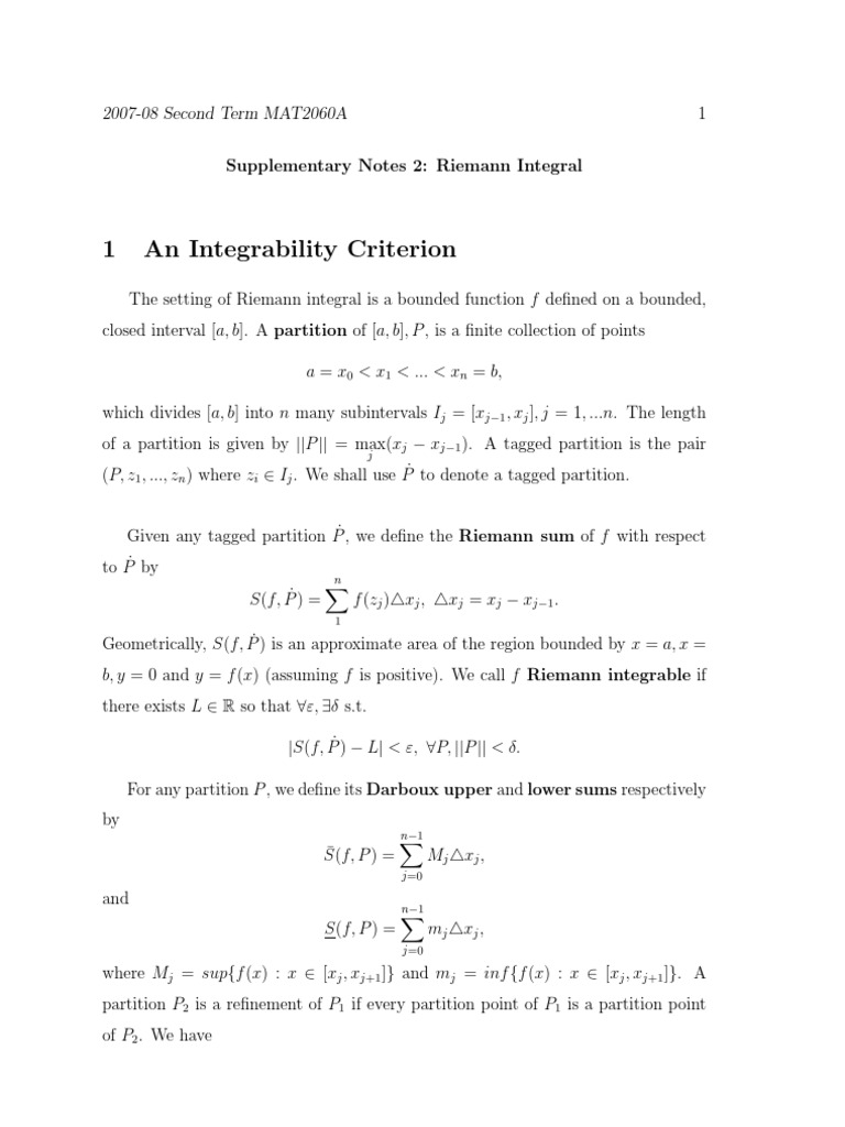 1 An Integrability Criterion | PDF | Measure (Mathematics) | Continuous Function