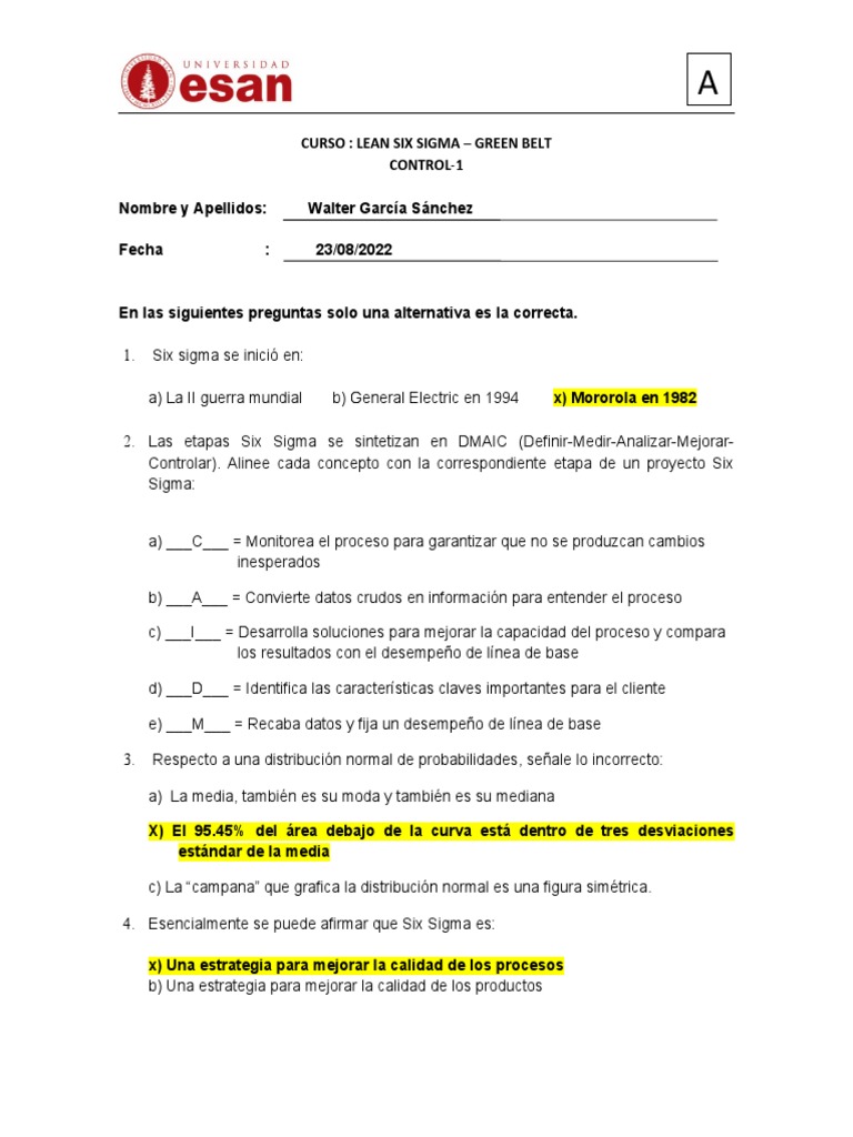Control-1-A Uesan l6s Wgarcia 2022 | PDF | Six Sigma | Business