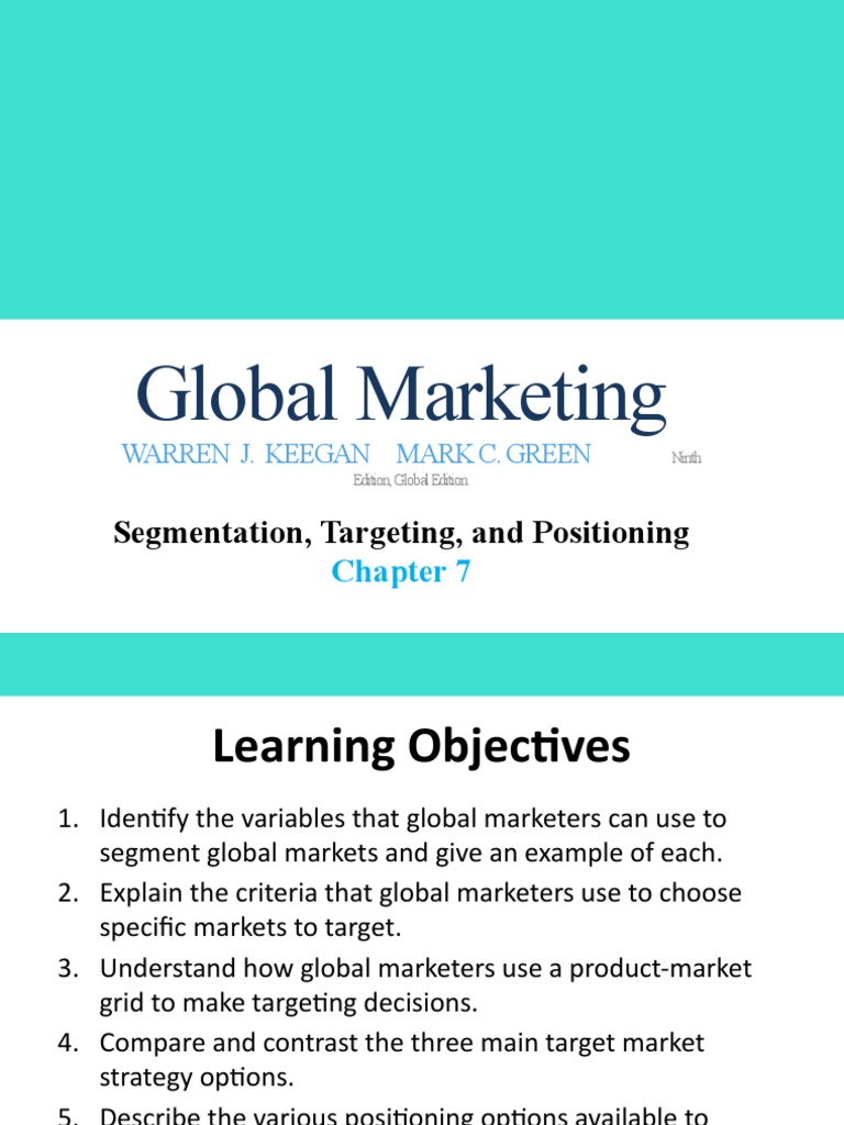 CH.7 Pemasaran Global | PDF | Market Segmentation | Marketing