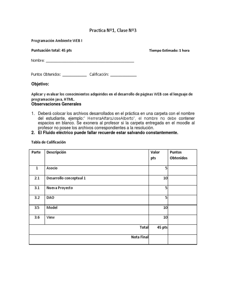 Practica1 XHTML Clase3 | PDF | Java (lenguaje de programación) | Frijoles Netos