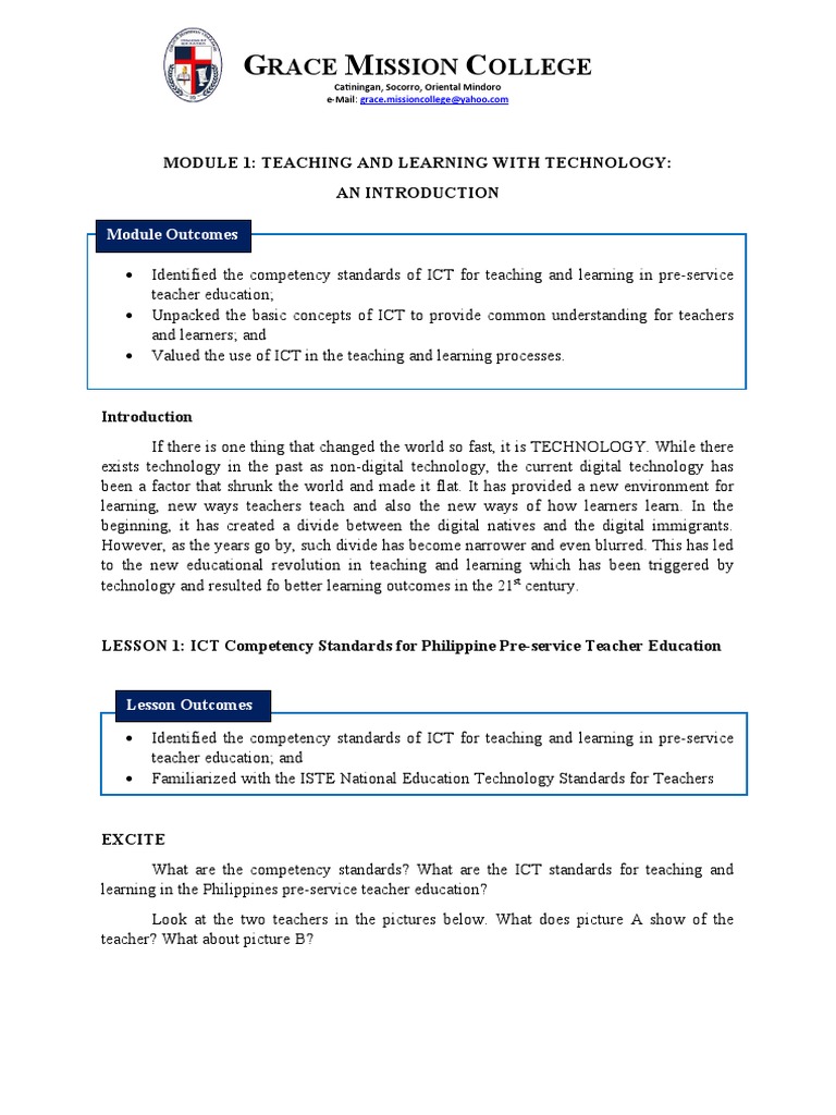Module 1 Teaching and Learning With Technology | PDF | Educational ...