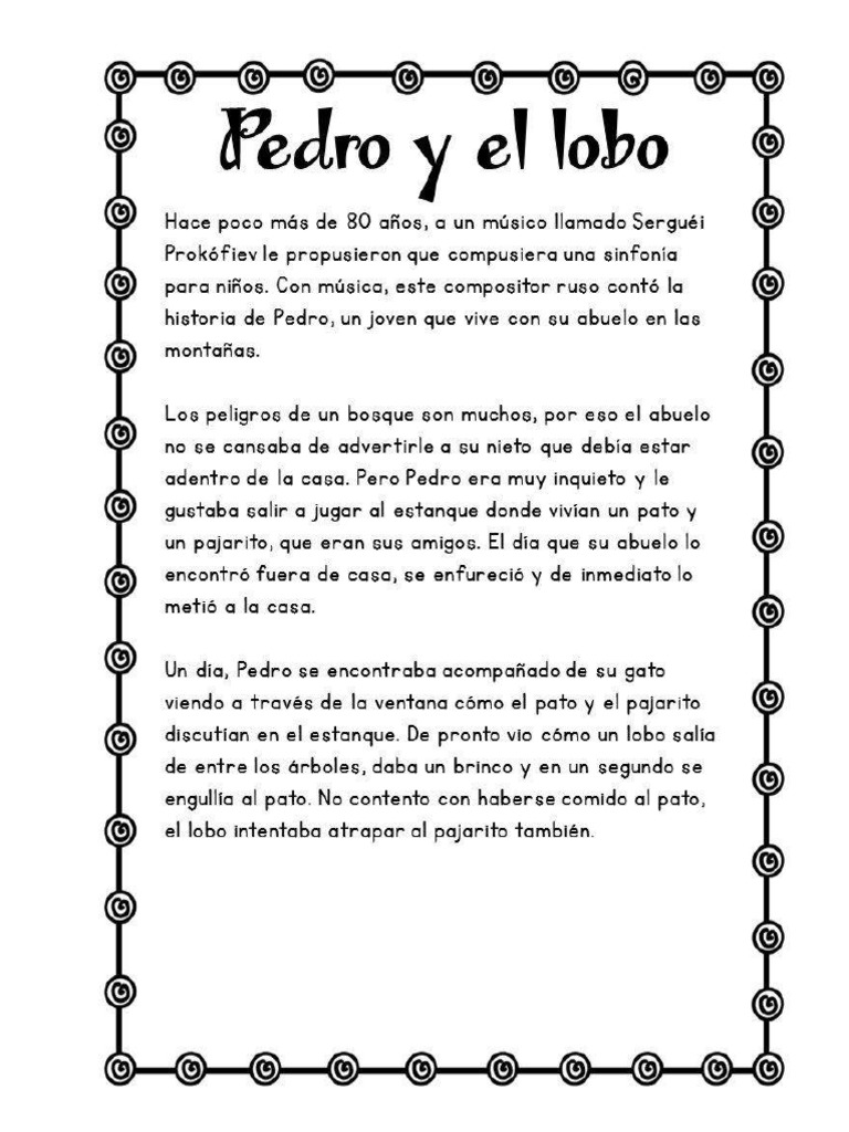 Lectura Pedro y El Lobo | PDF
