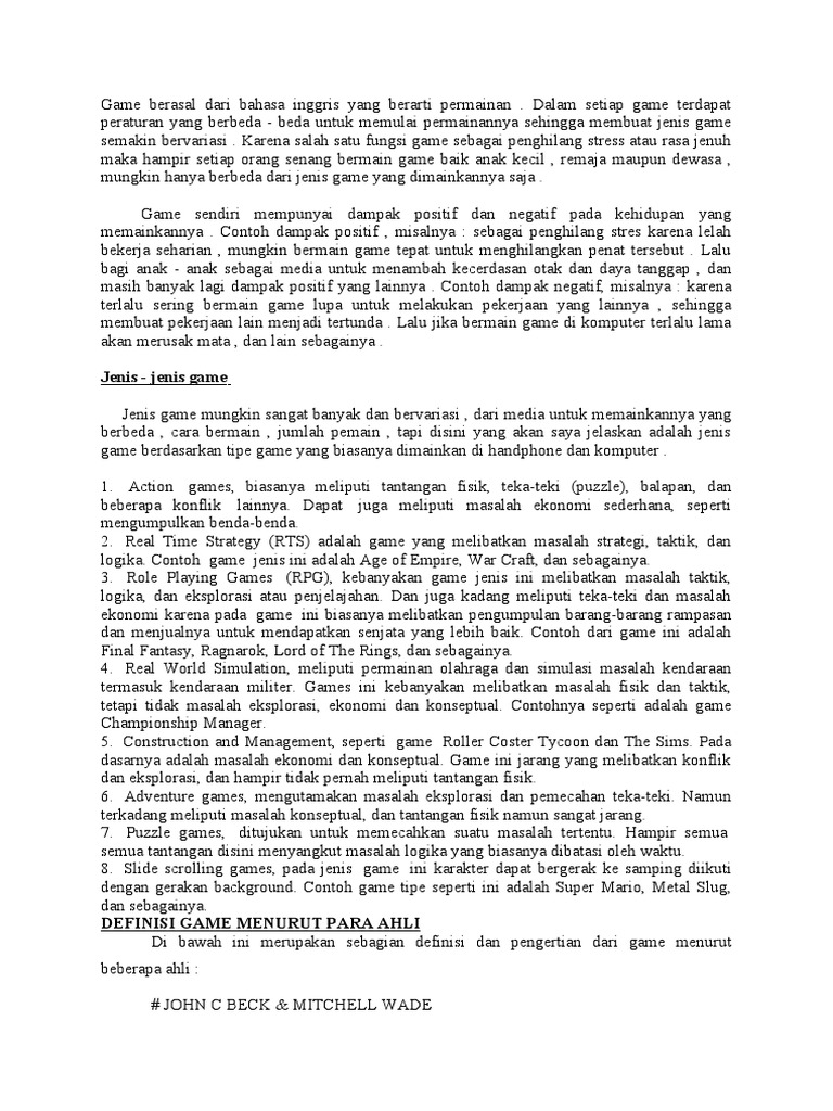 Jenis dan Dampak Permainan Daring | PDF | Game & Aktivitas