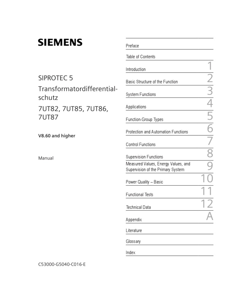 SIP5 7UT82-85-86-87 V08.60 Manual C016-E en | PDF | Electromagnetic ...