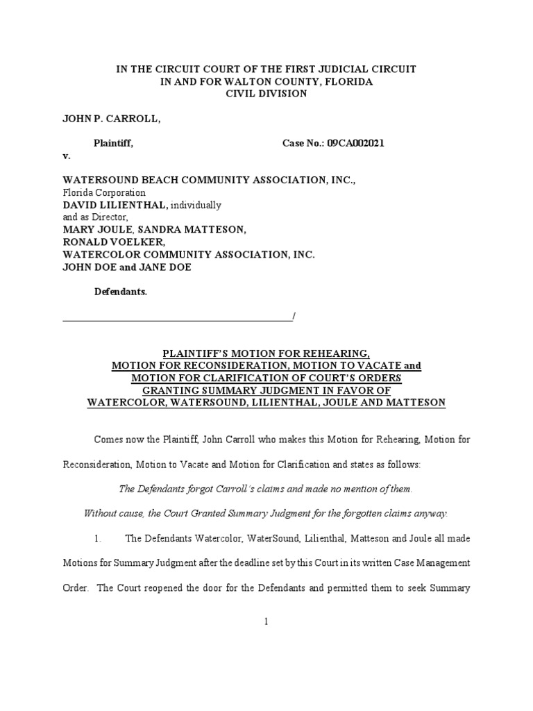 Motion For Rehearing and or Reconsideration | PDF | Defamation ...