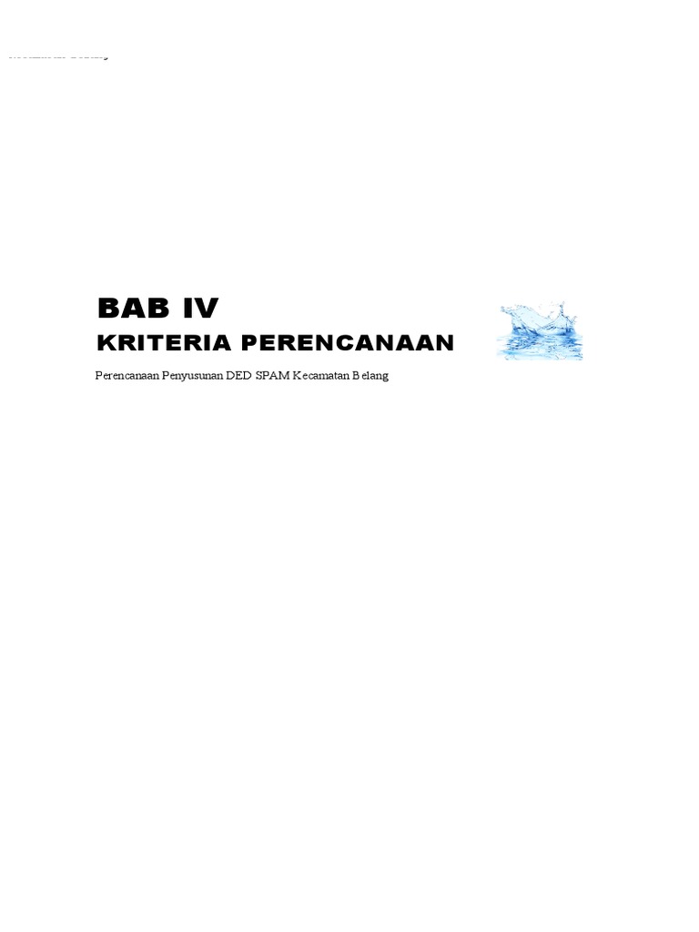 Kriteria Perencanaan DED SPAM Belang | PDF