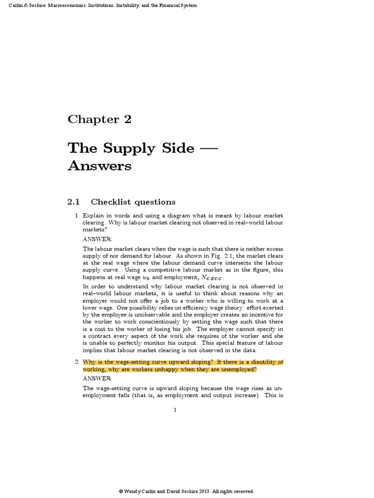 Carlinsoskice Solutions ch02 | PDF | Labour Economics | Economic Equilibrium