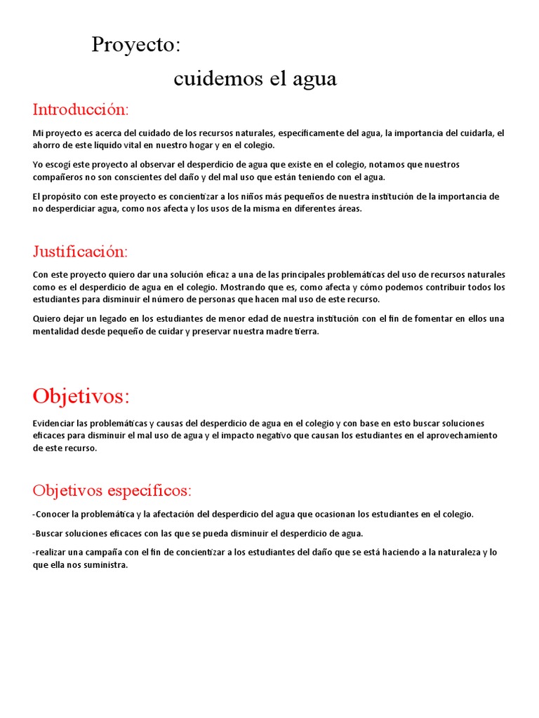 Proyecto Del Agua | PDF | Agua | Naturaleza