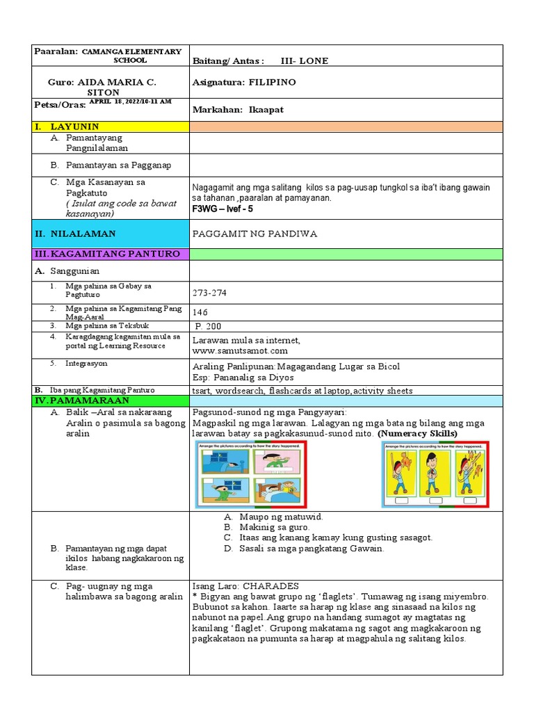 Grade 3 COT FILIPINO PANDIWA Q4 | PDF
