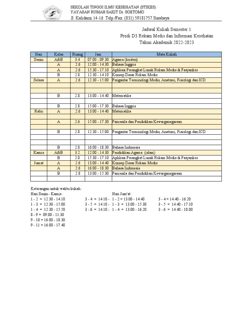 Jadwal Ganjil 2022 2023 | PDF