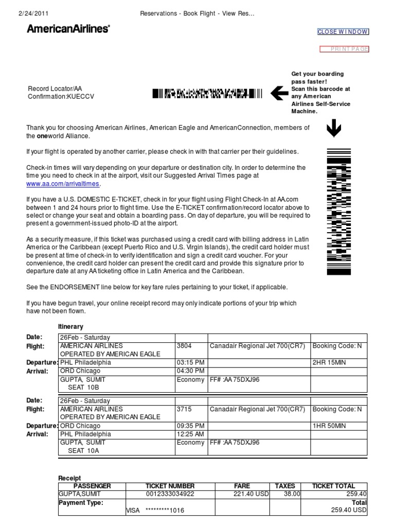 Reservations - Book Flight - View Reservation Details | American ...